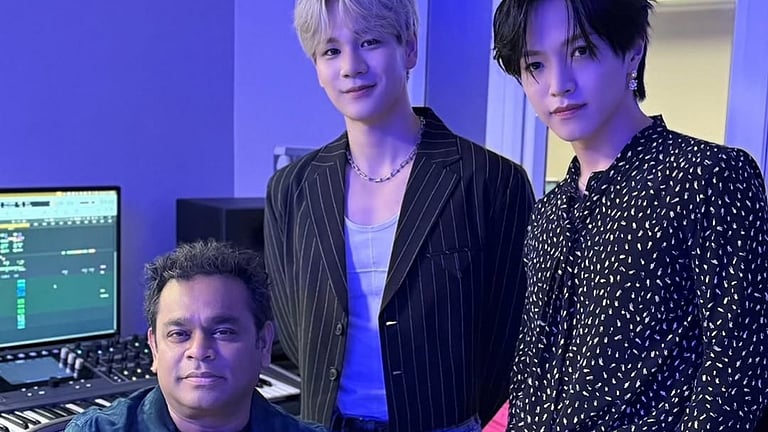 Shosei Ohira and Mamehara Issei of band JO1 meet AR Rahman