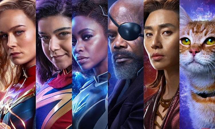 Character posters from The Marvels out
